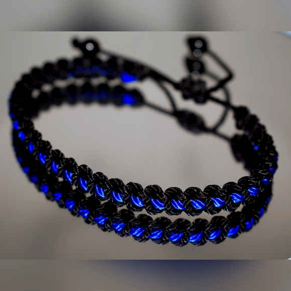 Handmade | Jewelry | Police Thin Blue Line Bracelet For Man And Woman ...